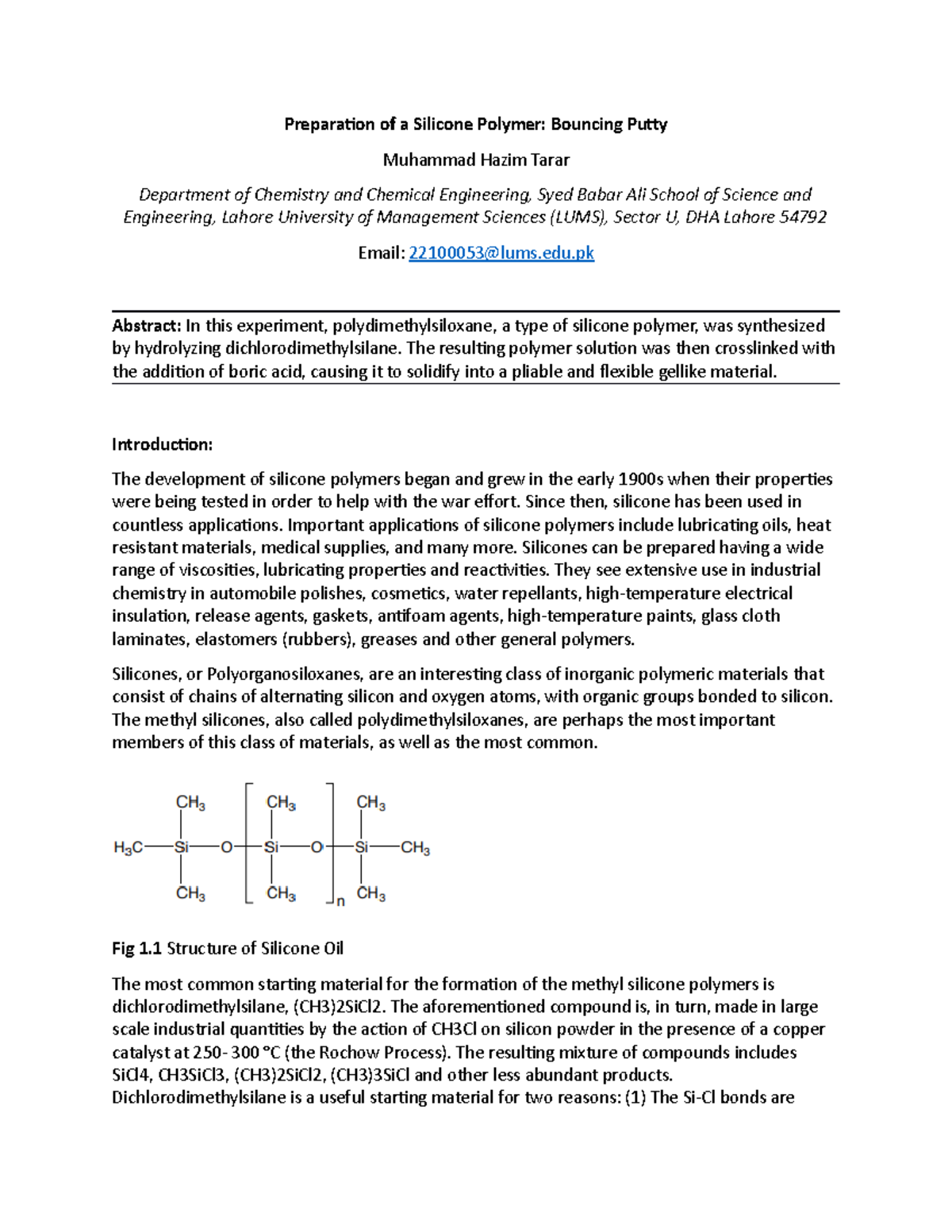 Synthesis of Bouncing Putty: A Study on Silicone Polymer Preparation ...