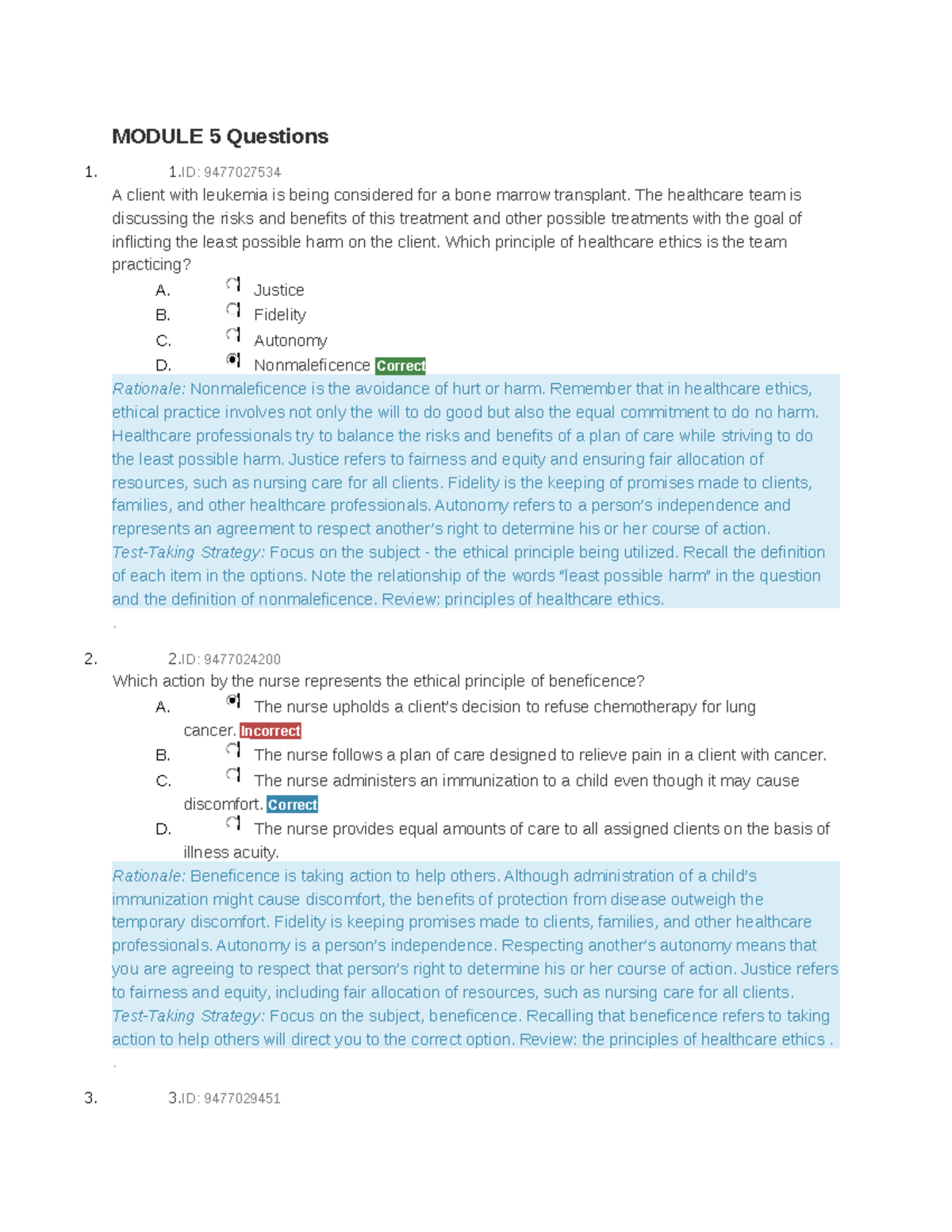 Module 5 Exam: Ethical Principles in Nursing Practice - Studocu