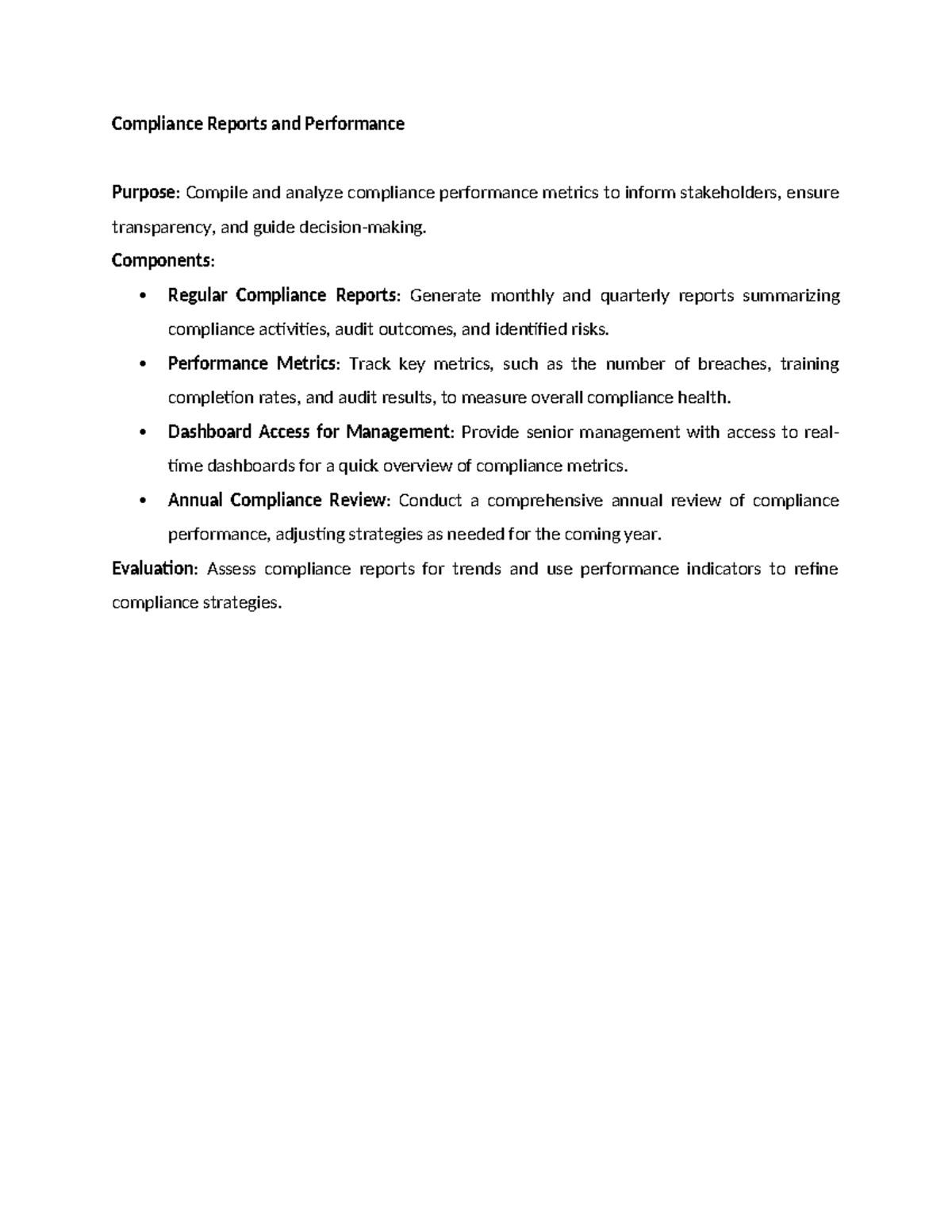 Compliance Reports and Performance - Compliance Reports and Performance ...