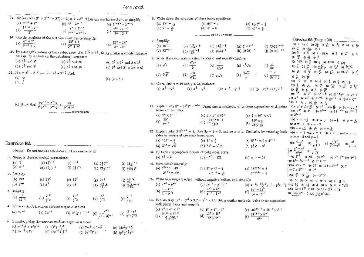 Revision - Negative Indices and Simplification Techniques - Studocu
