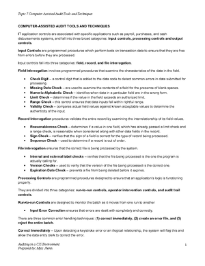 AUD CIS CHAP 7 - practice materials - Chapter 7—Computer-Assisted Audit Tools and Techniques ...