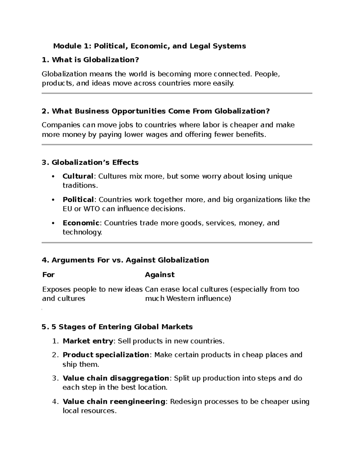 D080 Study Guide: Globalization, Trade, and Economic Systems Overview ...