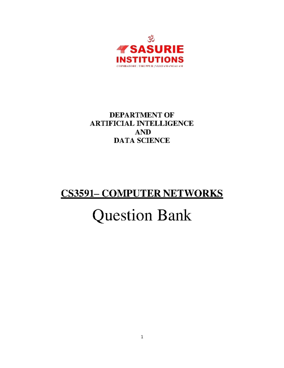 CS3591 - Computer Networks question bank and syllabus overview - Studocu