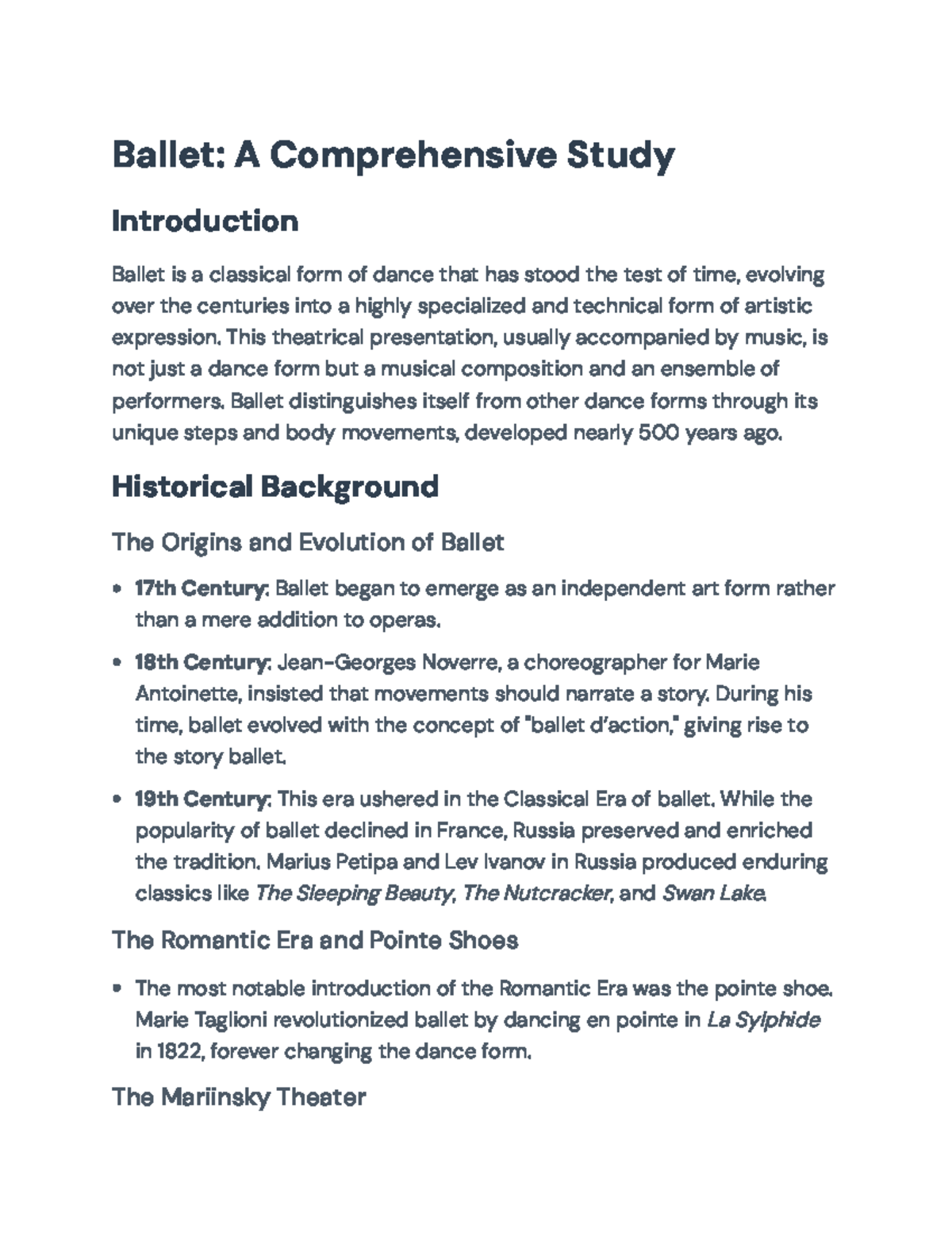 Ballet: A Comprehensive Study of Techniques, History, and Compositions ...
