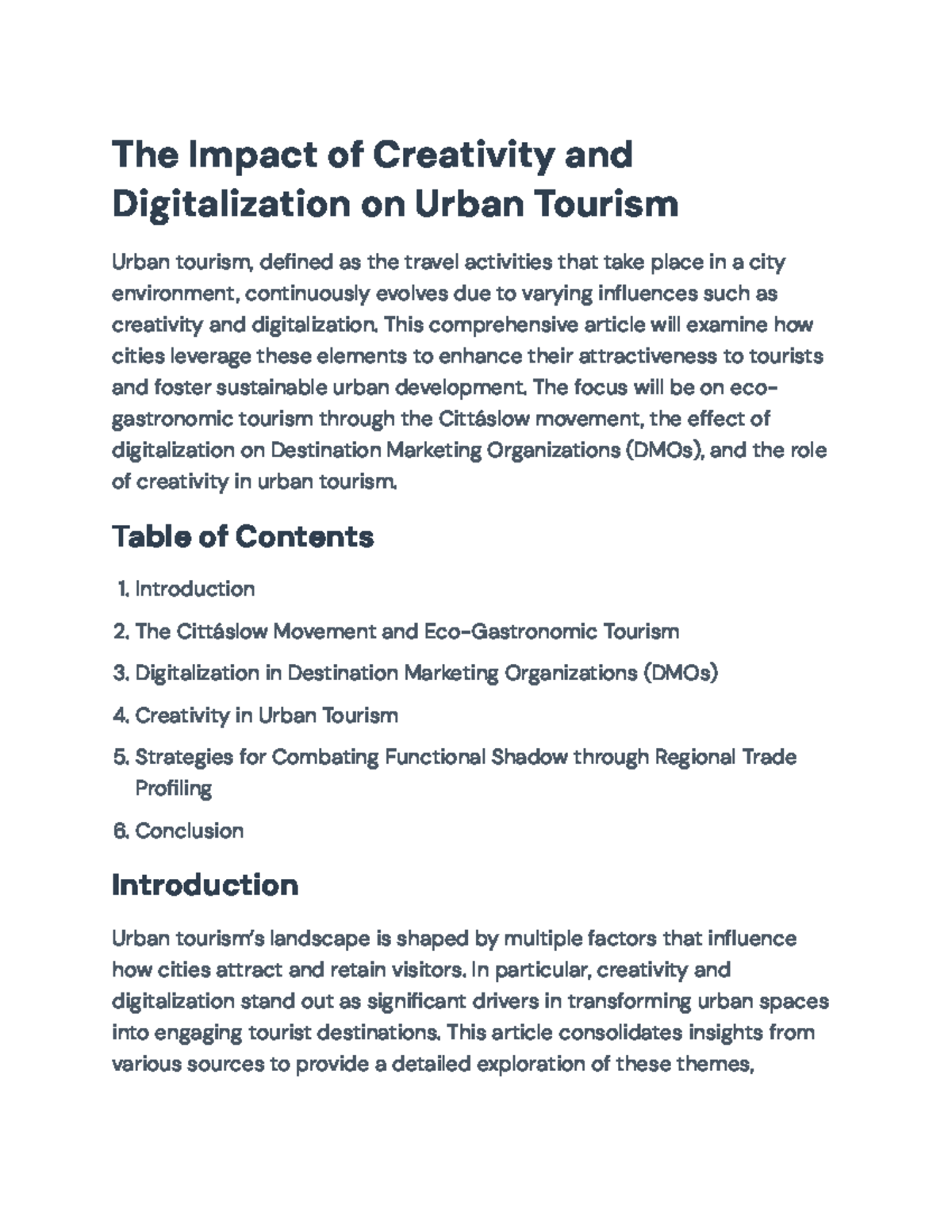 Urban Tourism Strategies: Embracing Creativity & Digitalization ...