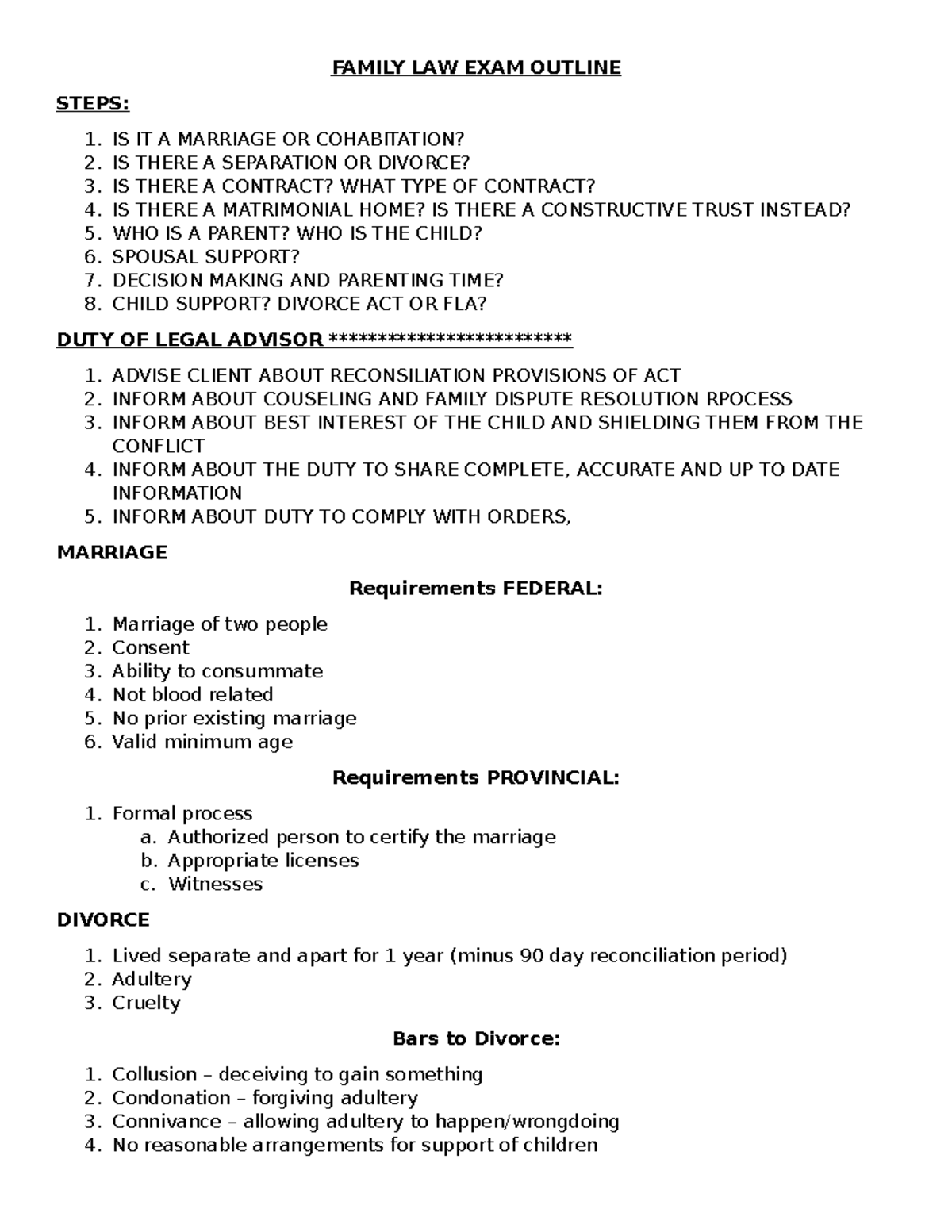 FAMILY LAW 101: EXAM OUTLINE & KEY CONCEPTS - Studocu