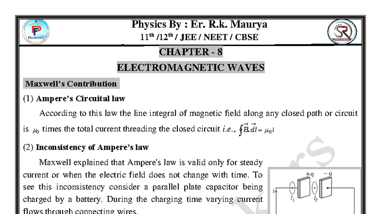 12TH EM Chap. 8 ( Electromagnetic Waves) - 11 th /12th / JEE / NEET / CBSE CHAPTER - 8 - Studocu