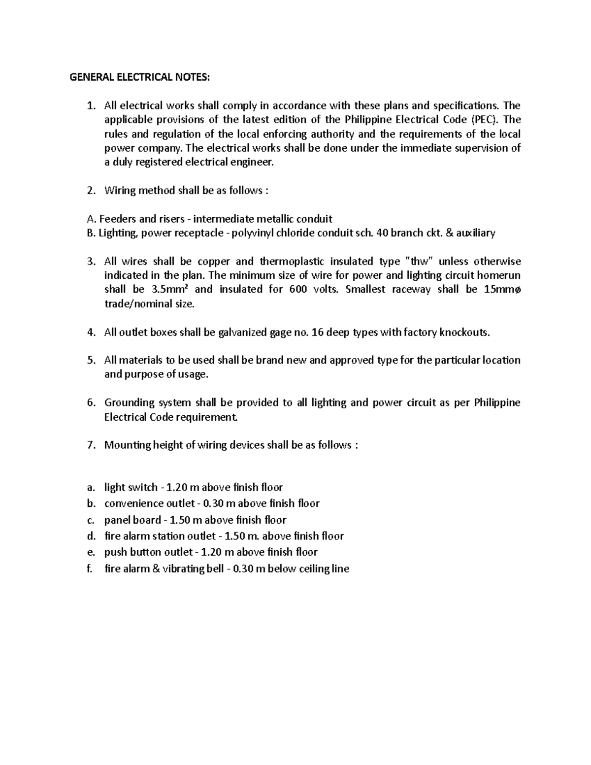 181157553 General Notes docx - GENERAL ELECTRICAL NOTES: All electrical ...