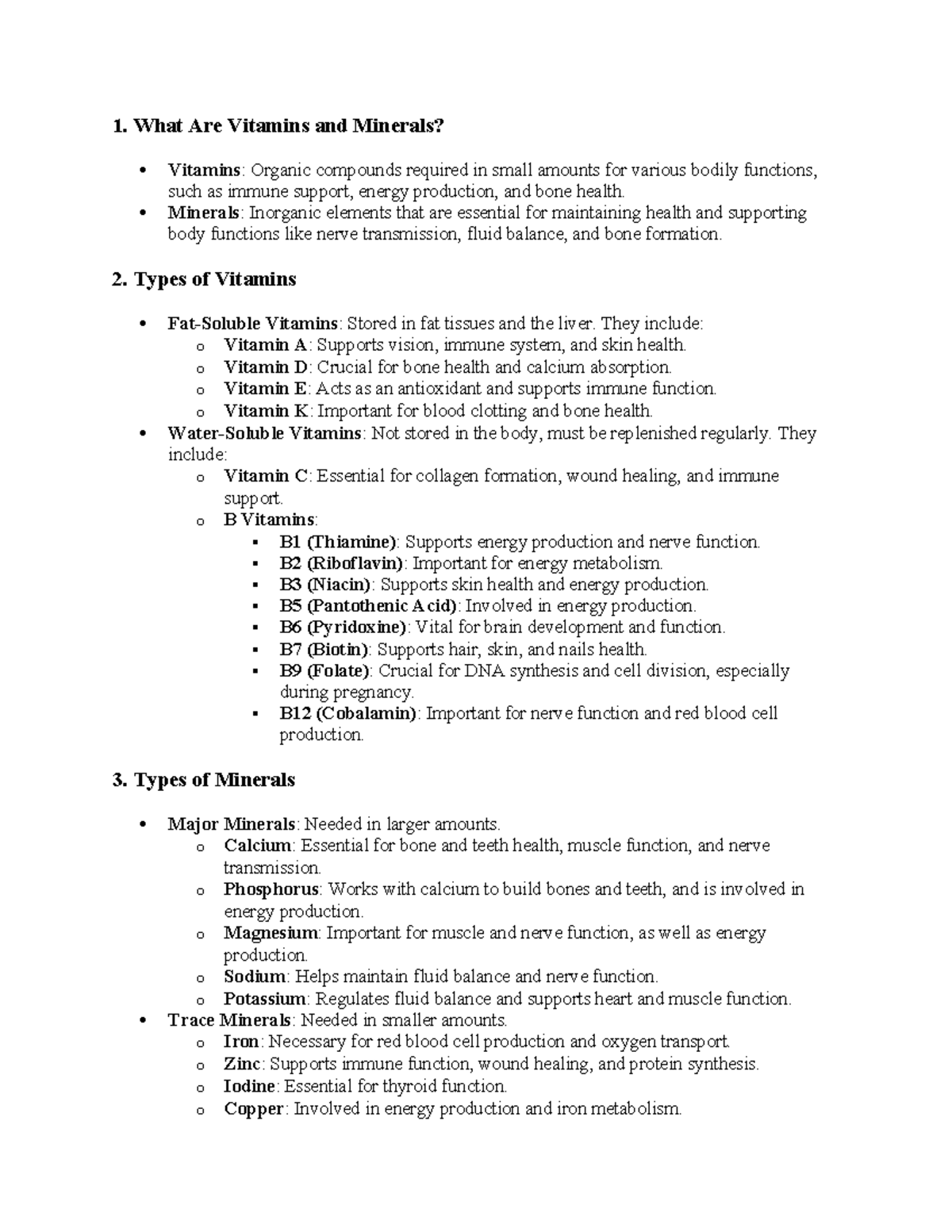 Vitamins & Minerals Study Guide: Essential Nutrients Explained - Studocu