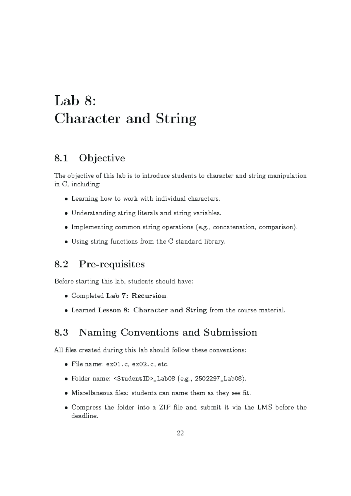 Lab 08: Character and String Manipulation in C - Studocu