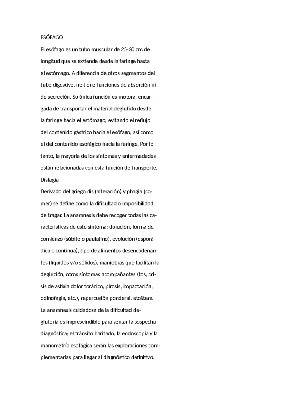 ESÓFAGO: Disfagia y Trastornos Asociados - Apuntes (23) - Studocu