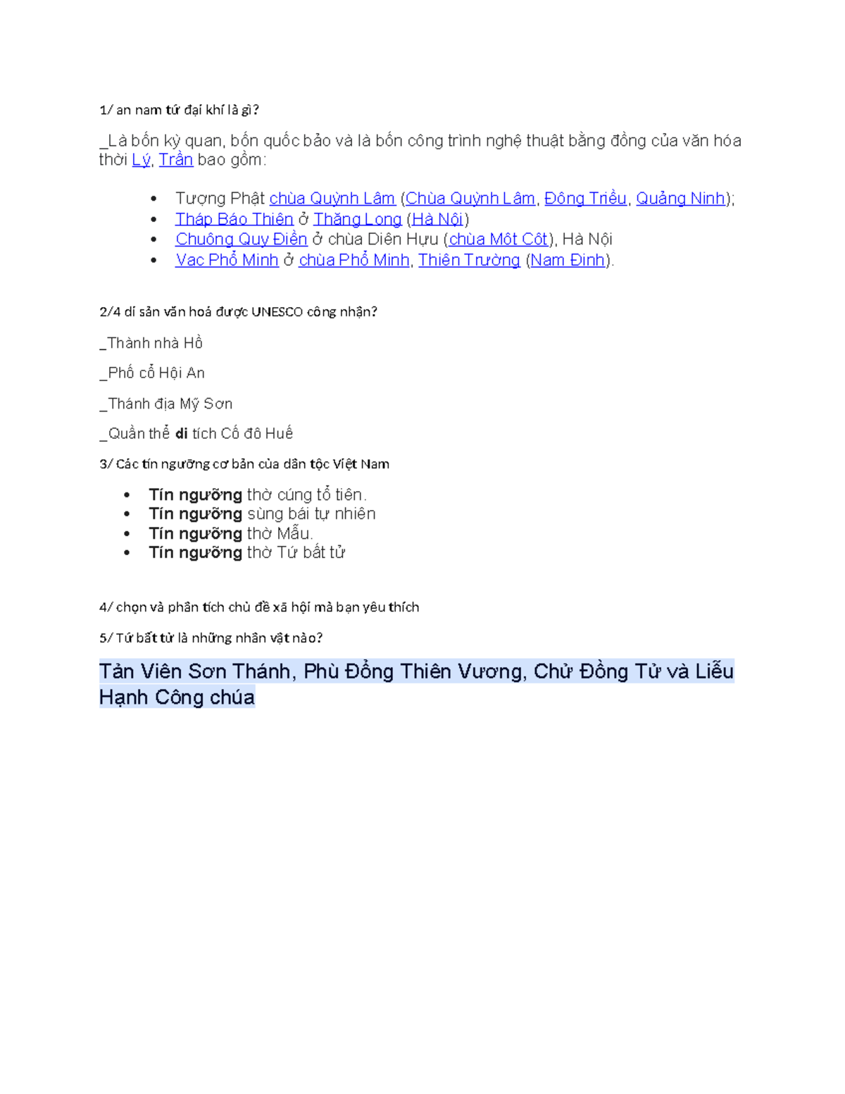 Tứ Đại Khí và Di Sản Văn Hóa Việt Nam - VHDQG_HHHH - Studocu