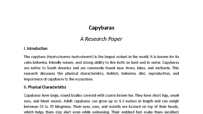Capybaras: A Comprehensive Research Paper on Their Ecology and Behavior ...