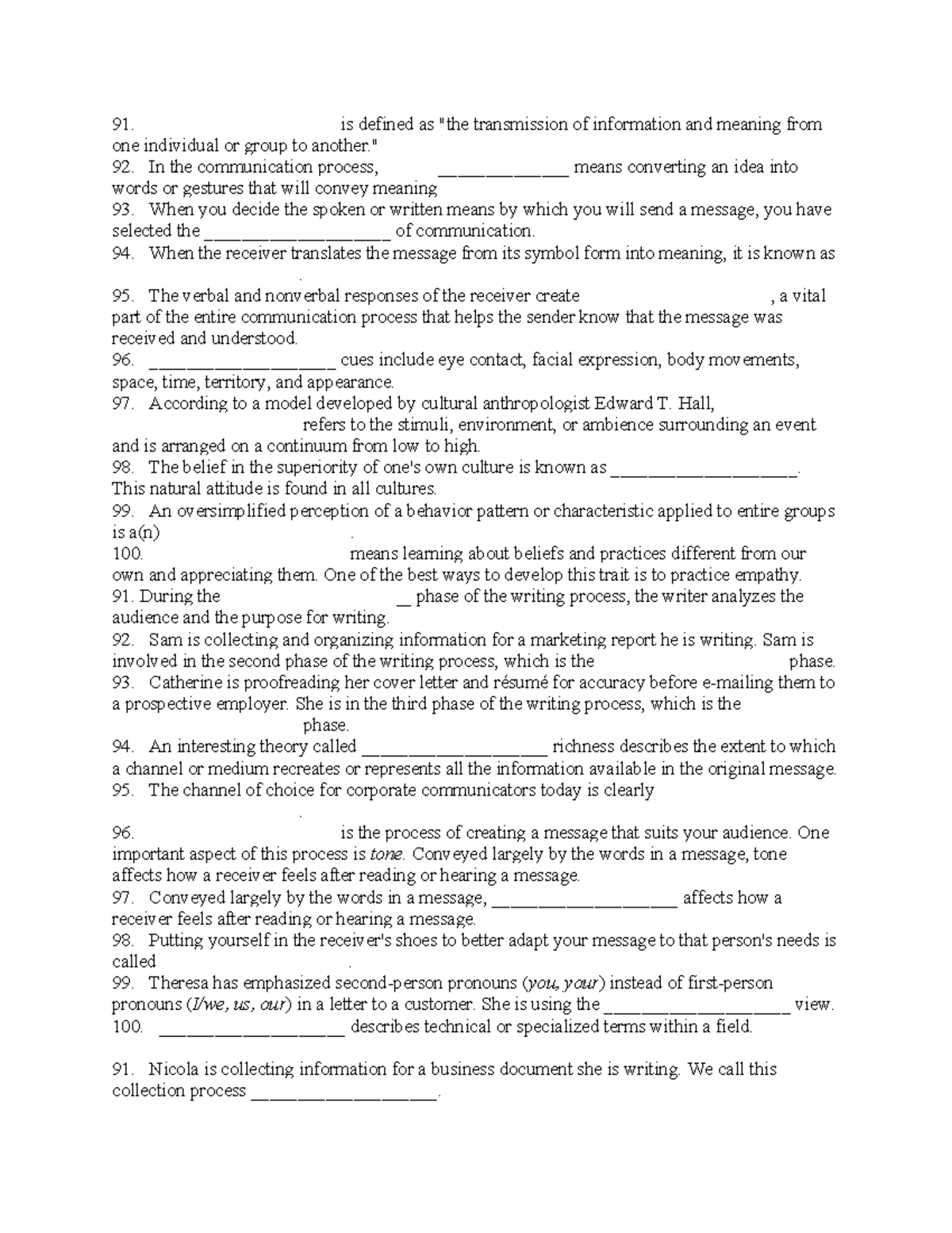 GAP Filling Exercise for Communication and Writing Process - Studocu