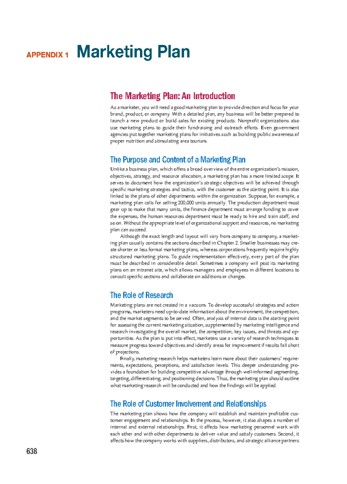 Appendix 1 sample of Marketing Plan - 638 Marketing Plan The Marketing ...