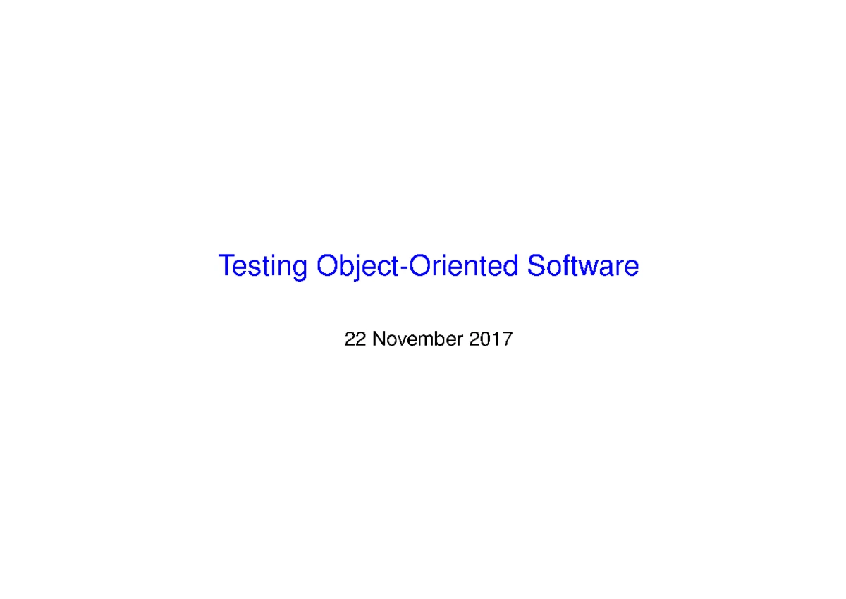 Object Oriented System Testing - Computer Science Obj ect Orient ed ...