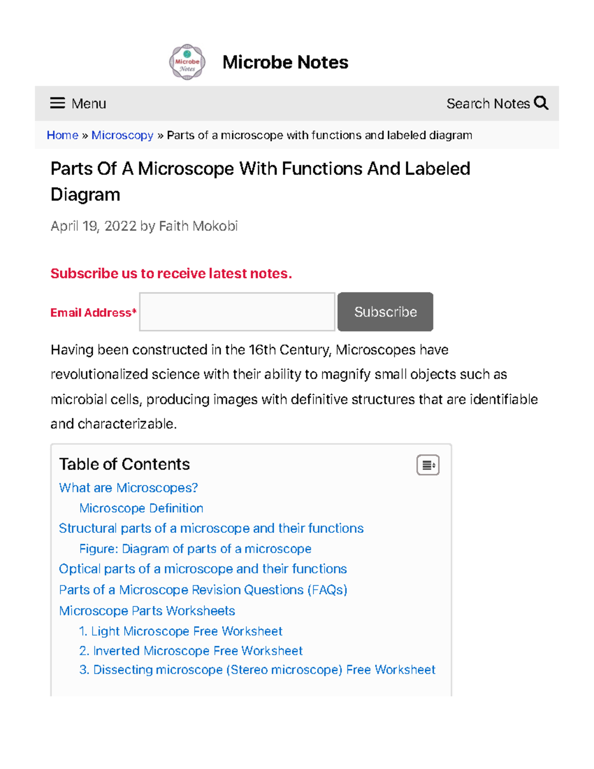 Parts of a microscope with functions and labeled diagram - Email ...