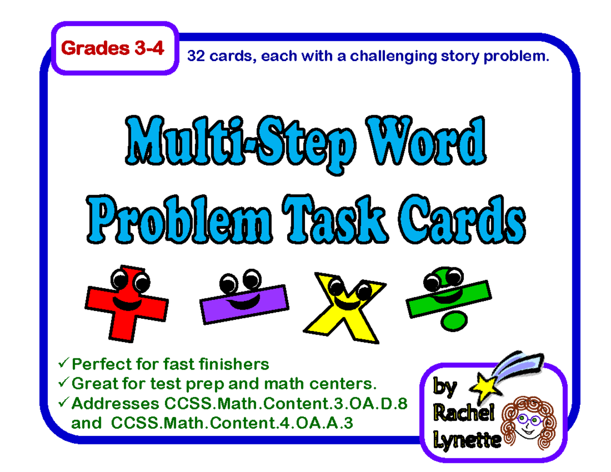 Silva Bryan Damian Lydia-3rd Grade Word Problems Task Cards Multi Step ...