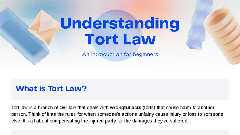 Understanding Tort Law: A Beginner's Guide (2025) - Studocu