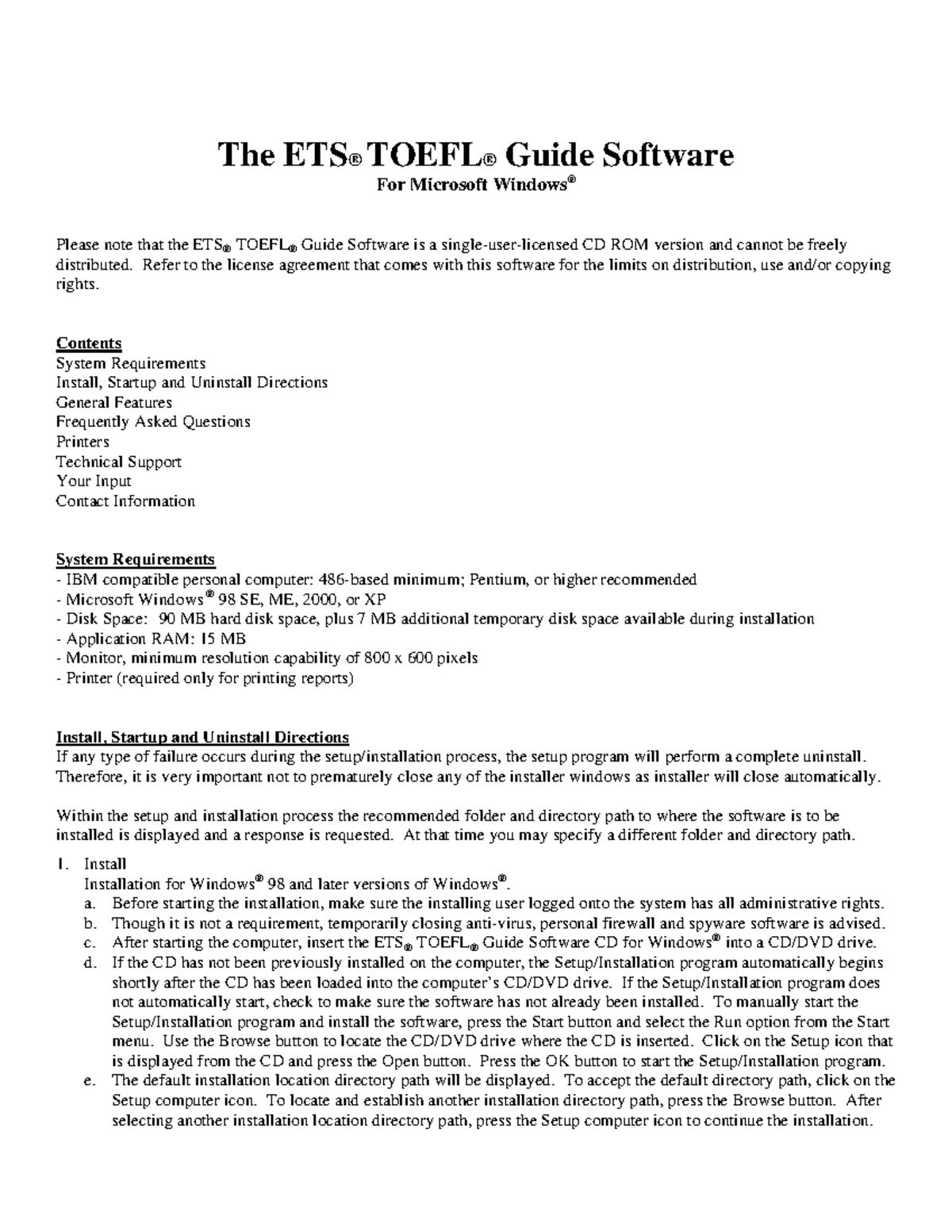 Readme Toefl - comment - The ETS® TOEFL® Guide Software For Microsoft ...