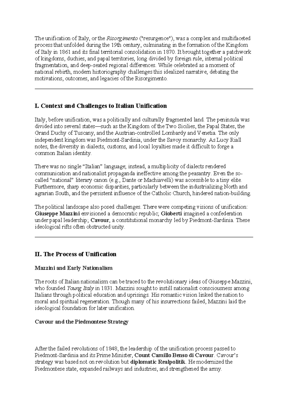 The Risorgimento: A Complex Journey to Italian Unification (HIST 101 ...