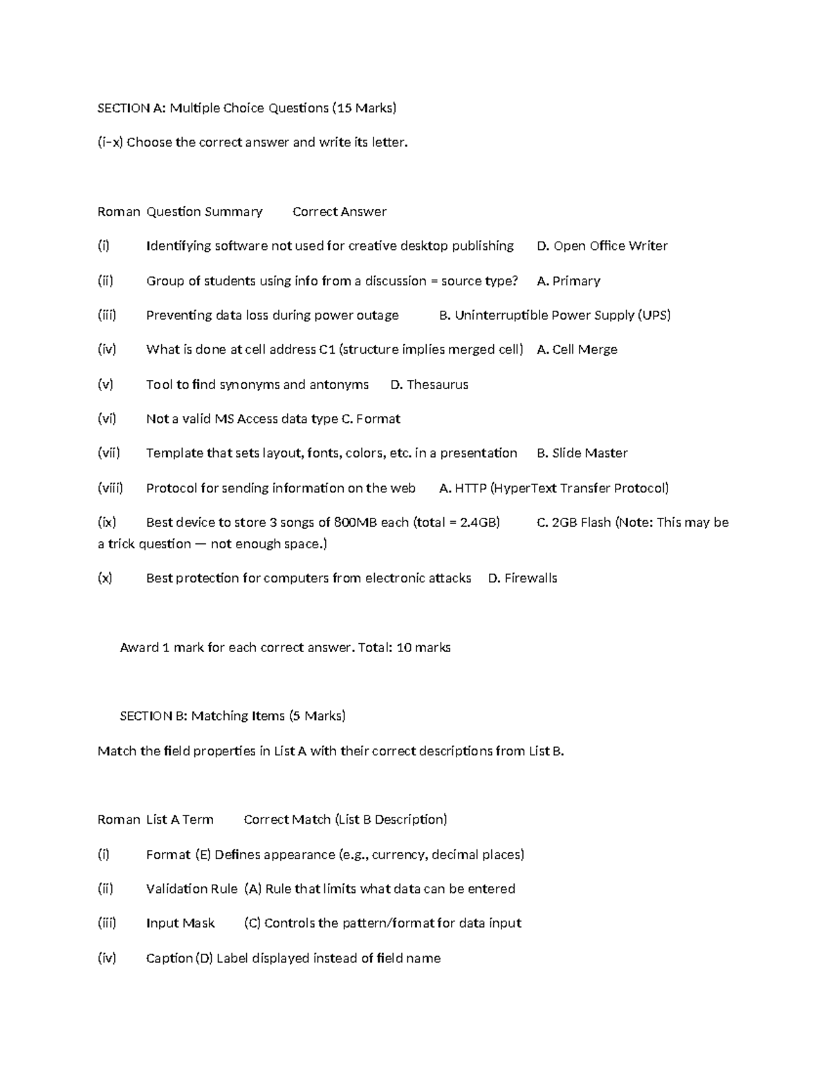 IT 101: Multiple Choice & Short Answer Practice Questions - Studocu