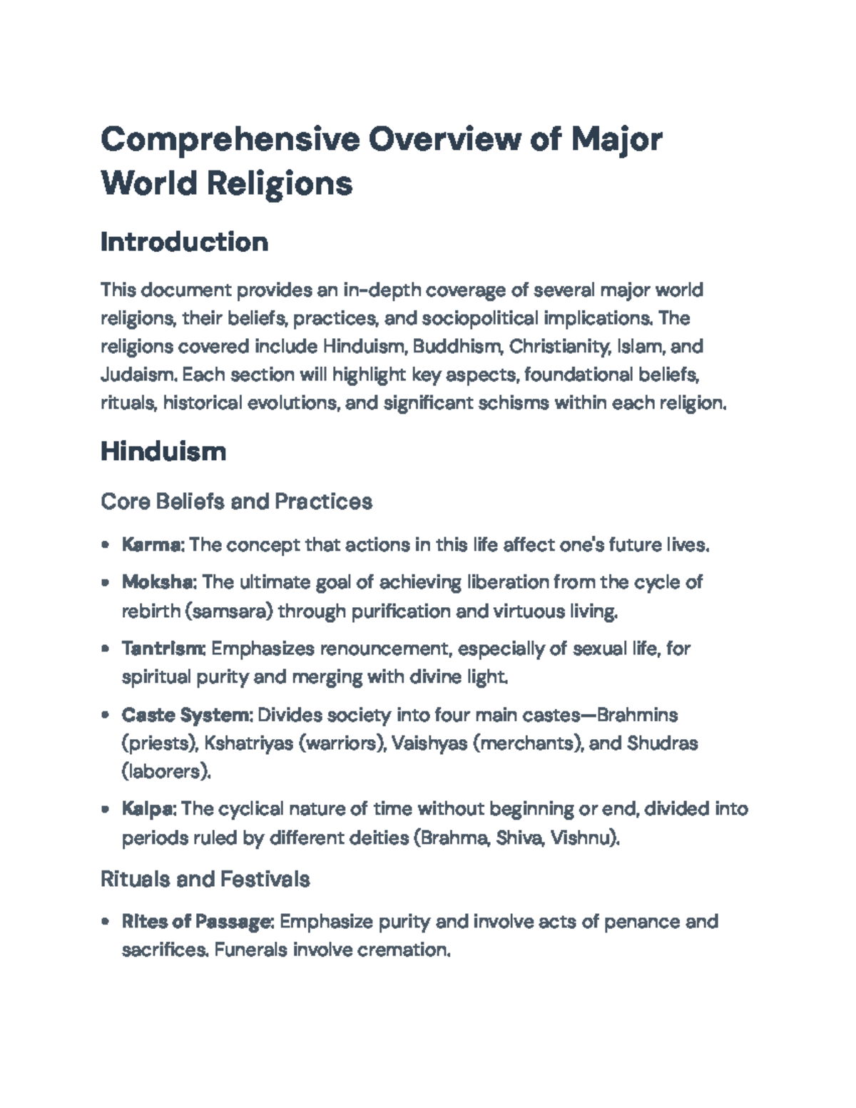 Comprehensive Overview of Major World Religions: Key Beliefs and ...