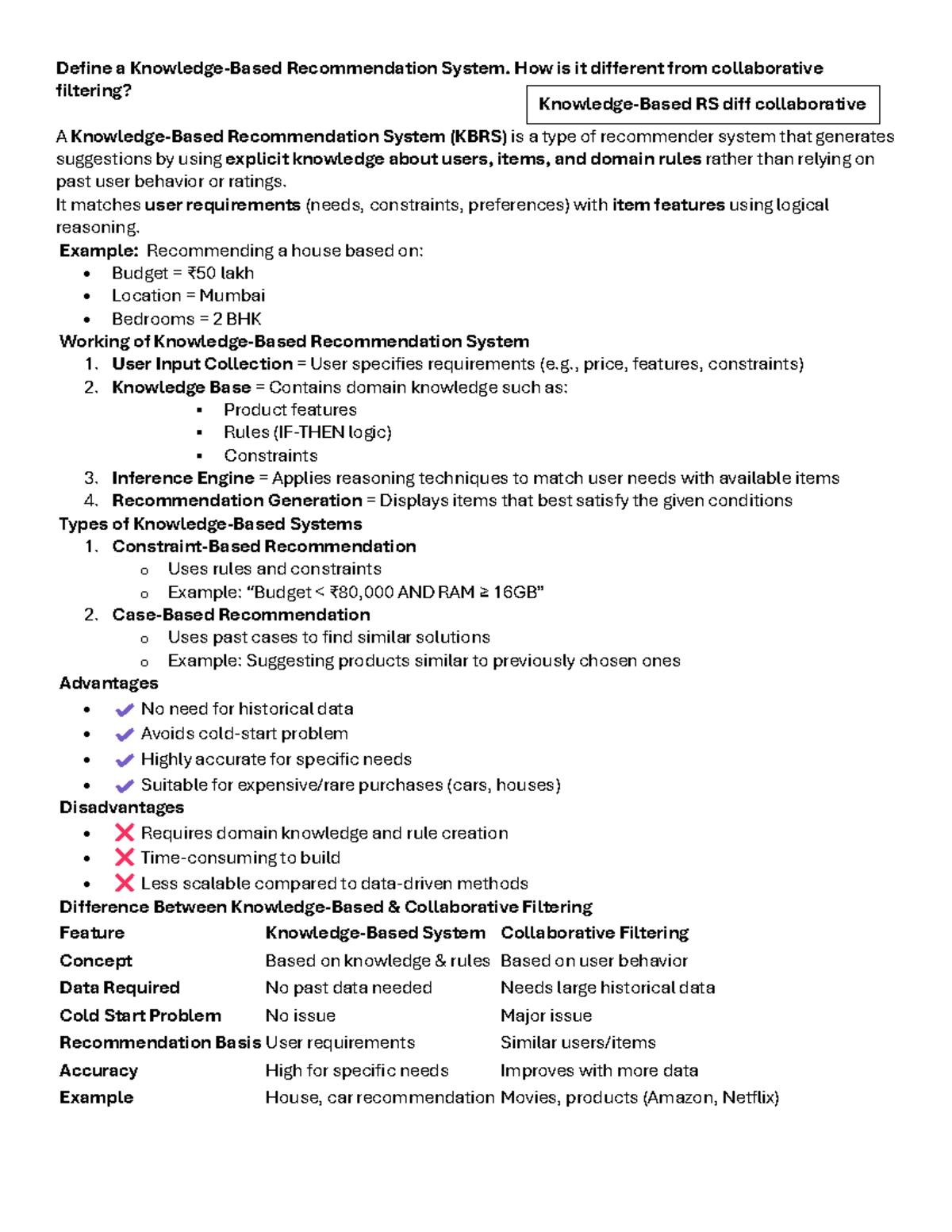Knowledge-Based Recommendation Systems Overview - Studocu