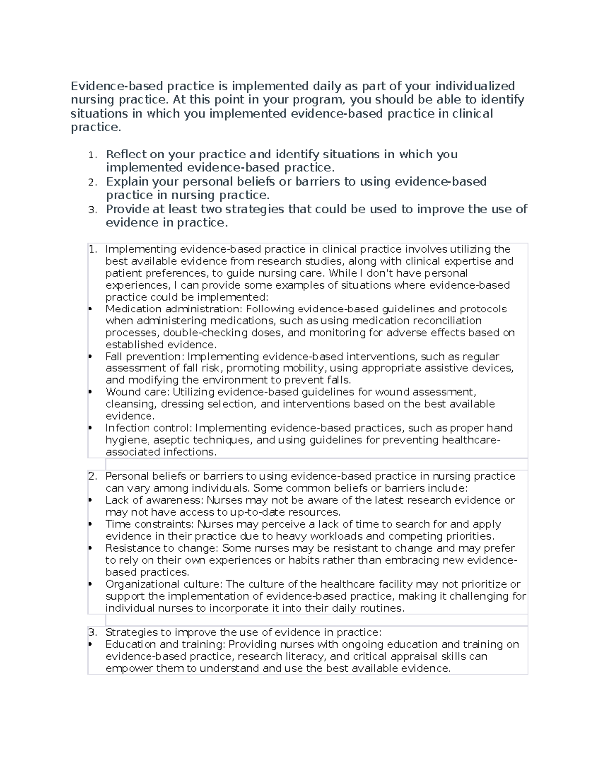 EB 3 Module 3 Discussion: Enhancing Evidence-Based Nursing Practices ...