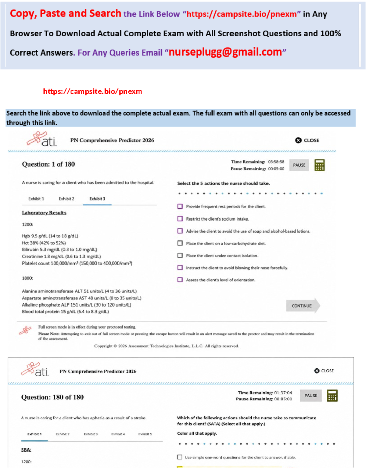 Exemplary ATI PN Comprehensive Predictor Exit Exam NGN 2026 - 180 Q&A ...
