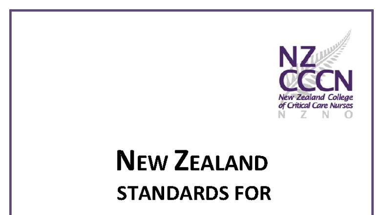 Standards for NZ Critical Care Nursing Education 5th Ed. 2019 - Studocu