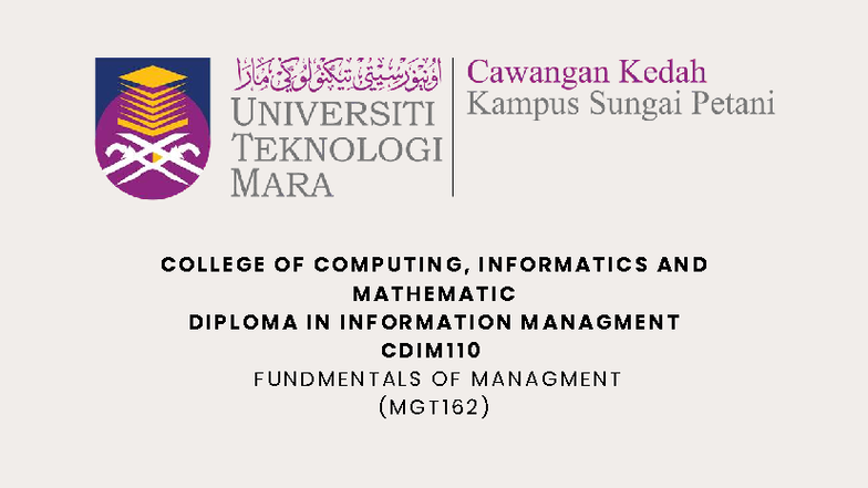 Self Reflection Journal on Management Fundamentals (MGT162) - Studocu