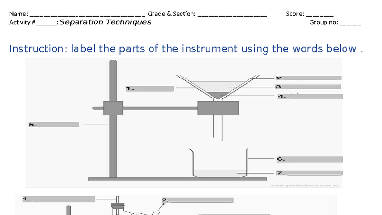 Separation technique activity - Name ...