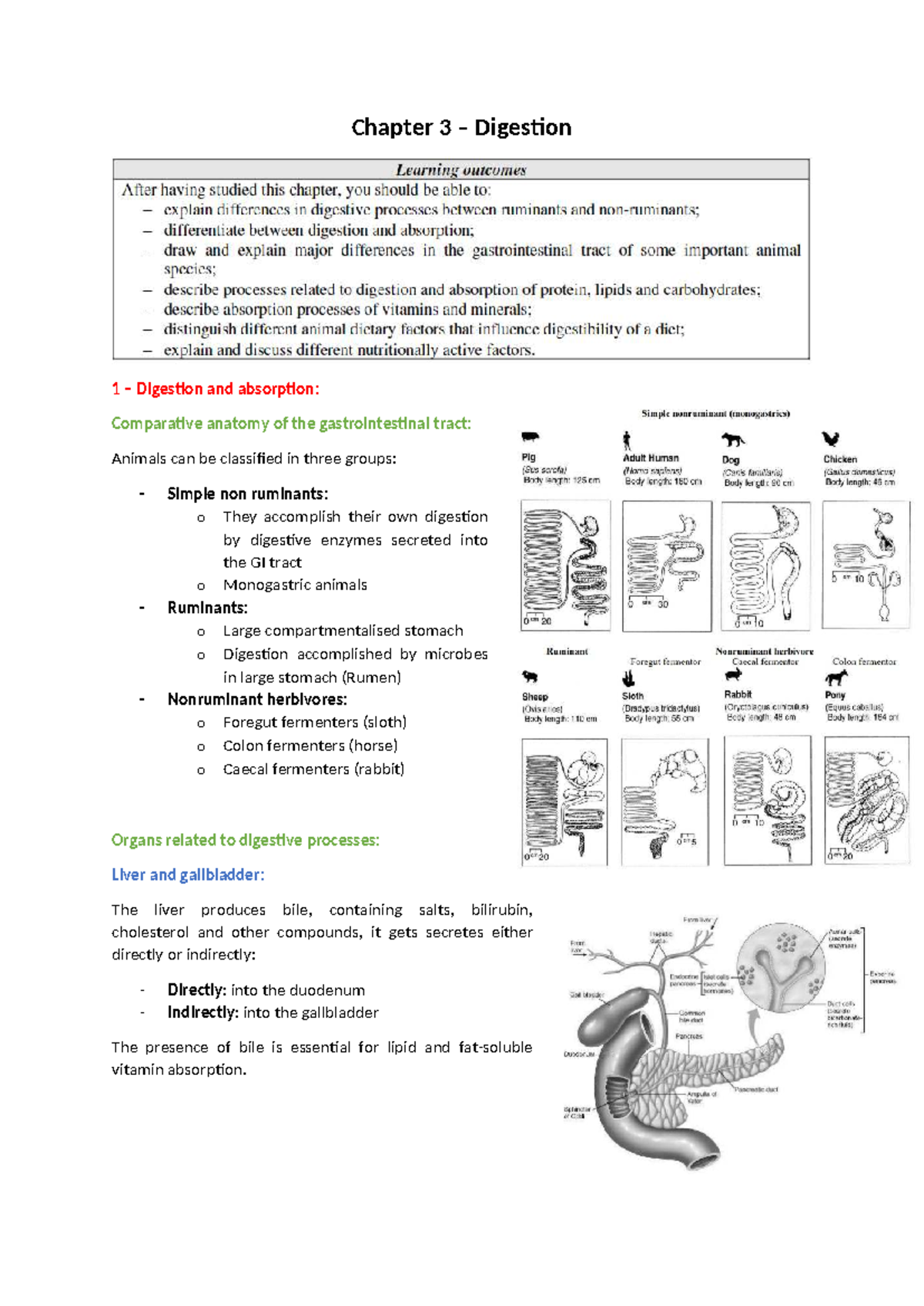 Chapter 3: Digestion and Absorption in the GI Tract - Studeersnel