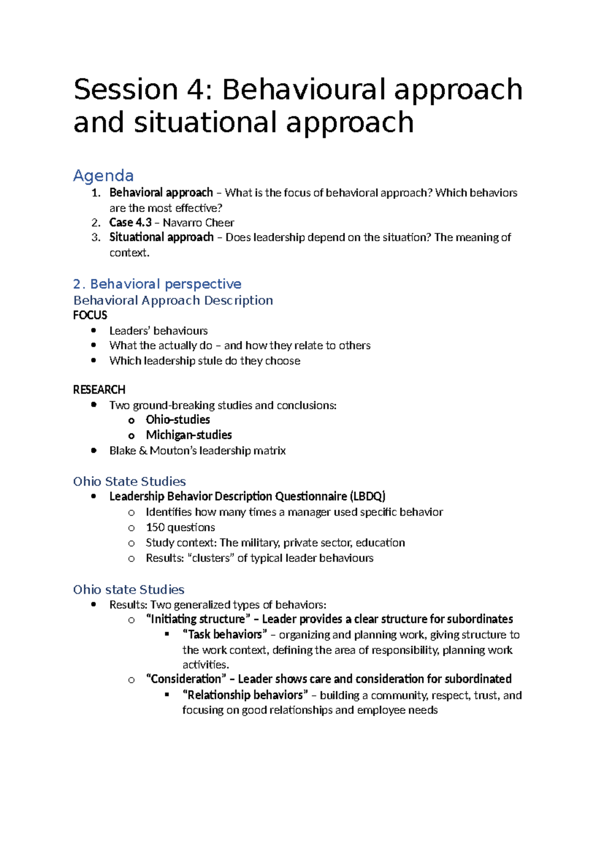 Session 4: Behavioral & Situational Leadership Approaches Explained ...