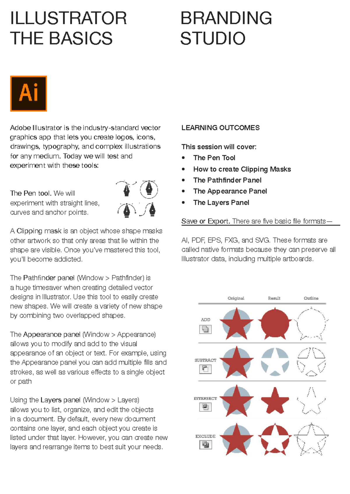 WEEK 2: Adobe Illustrator Basics for Branding Studio - Studocu