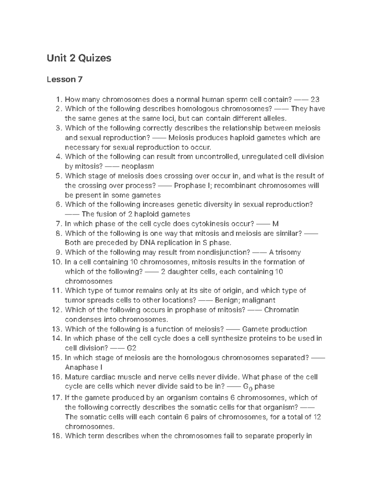 Unit 2 Genetics Quizzes & Study Guide: Key Concepts & Questions - Studocu