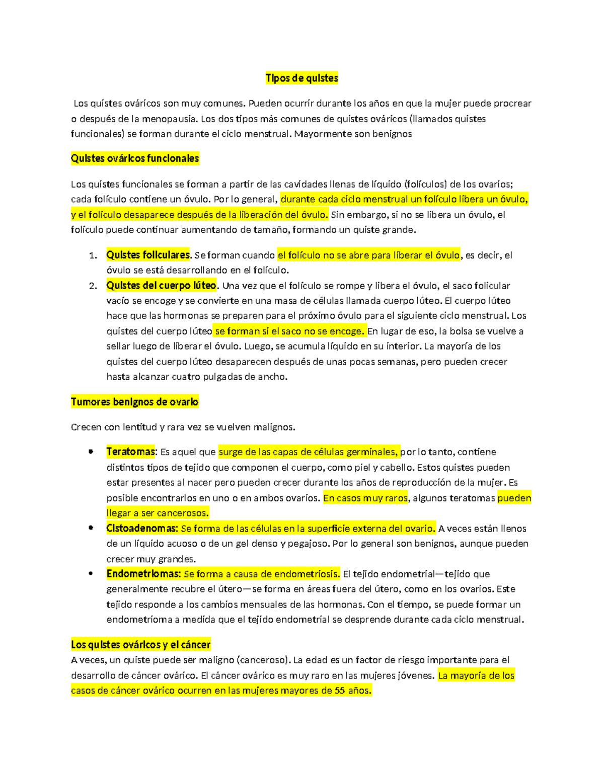 Tipos de quiste-WPS Office - Tipos de quistes Los quistes ováricos son ...