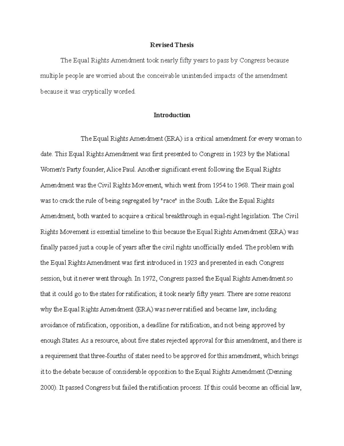 HIS200 5.3 Essay Progress Check on the Equal Rights Amendment - Studocu