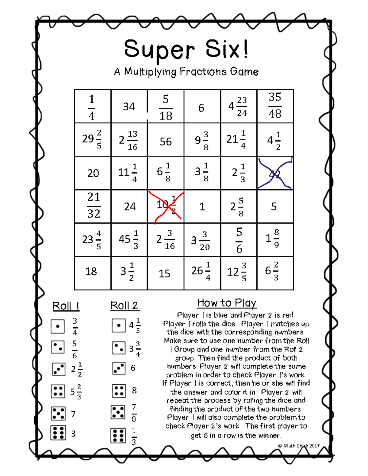 Chloe Richnak - Multiplying-Dividing Fractions Partner Dice Game - Roll ...