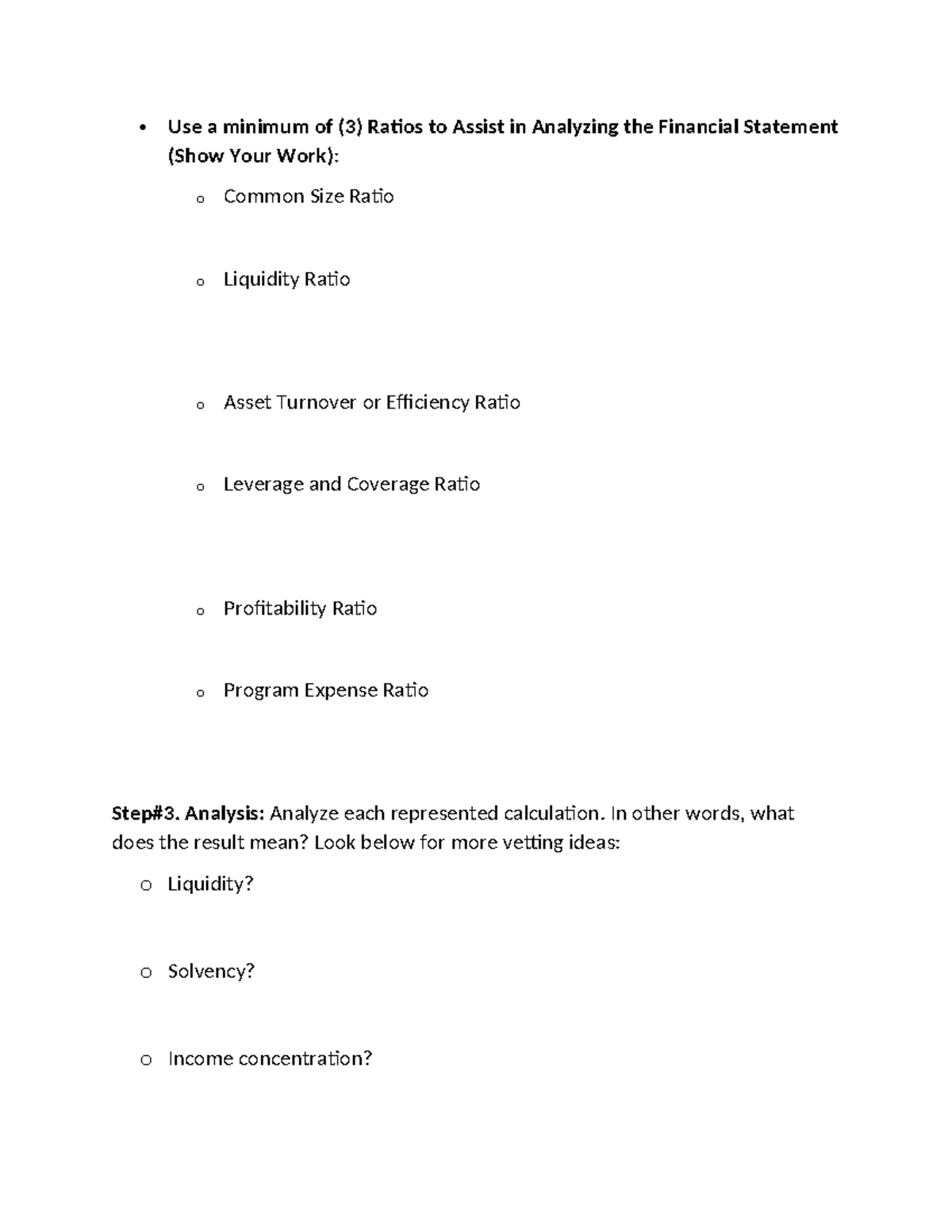 641 Calculations - Class work - Use a minimum of (3) Ratios to Assist ...