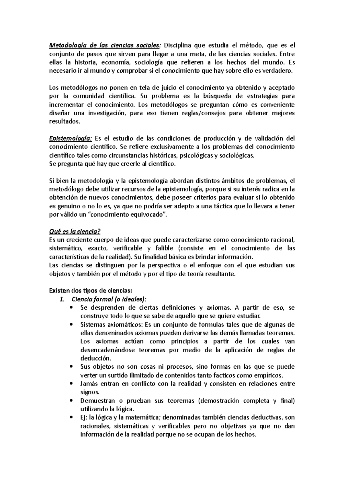 Resumen de Metodología de Ciencias Sociales - UBA - Studocu