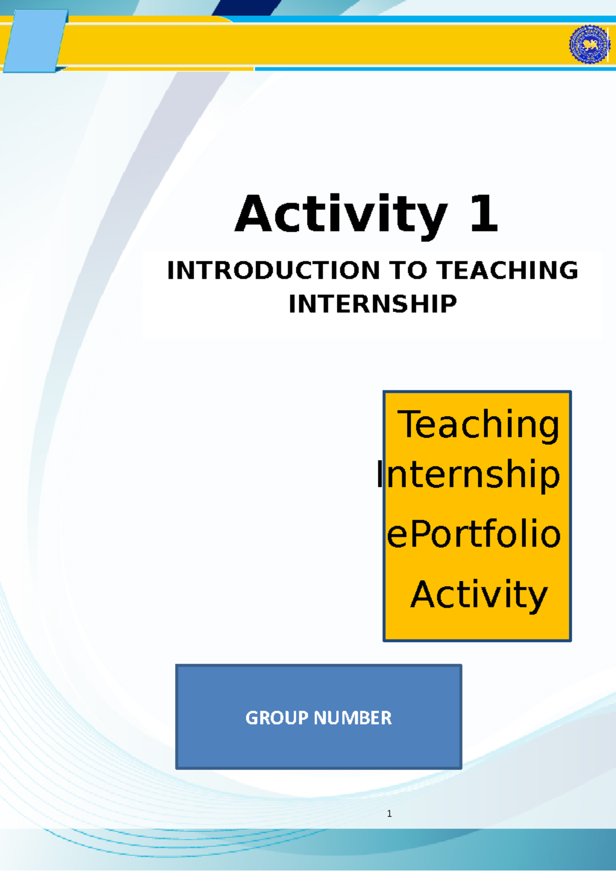 Activity 1: Introduction to Teaching Internship ePortfolio Insights ...