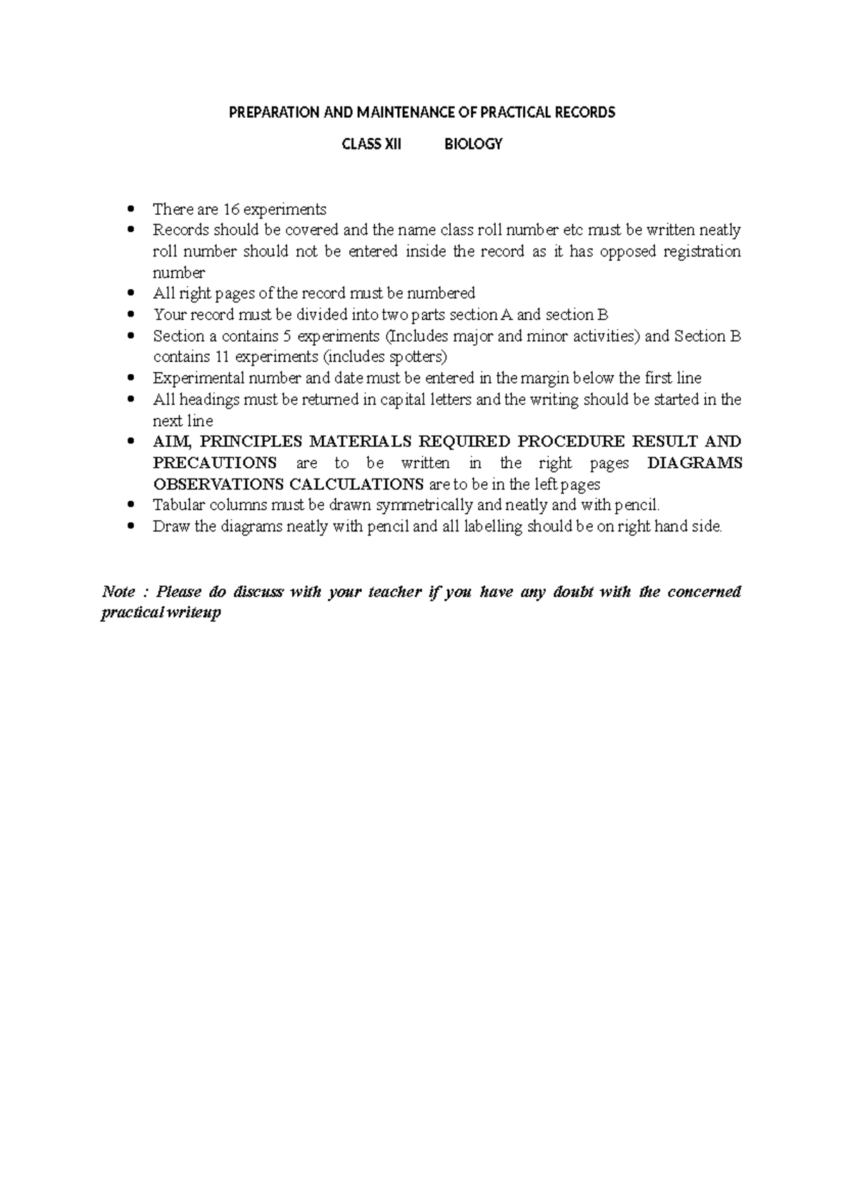 Class XII Biology Practical Records Preparation & Maintenance ...