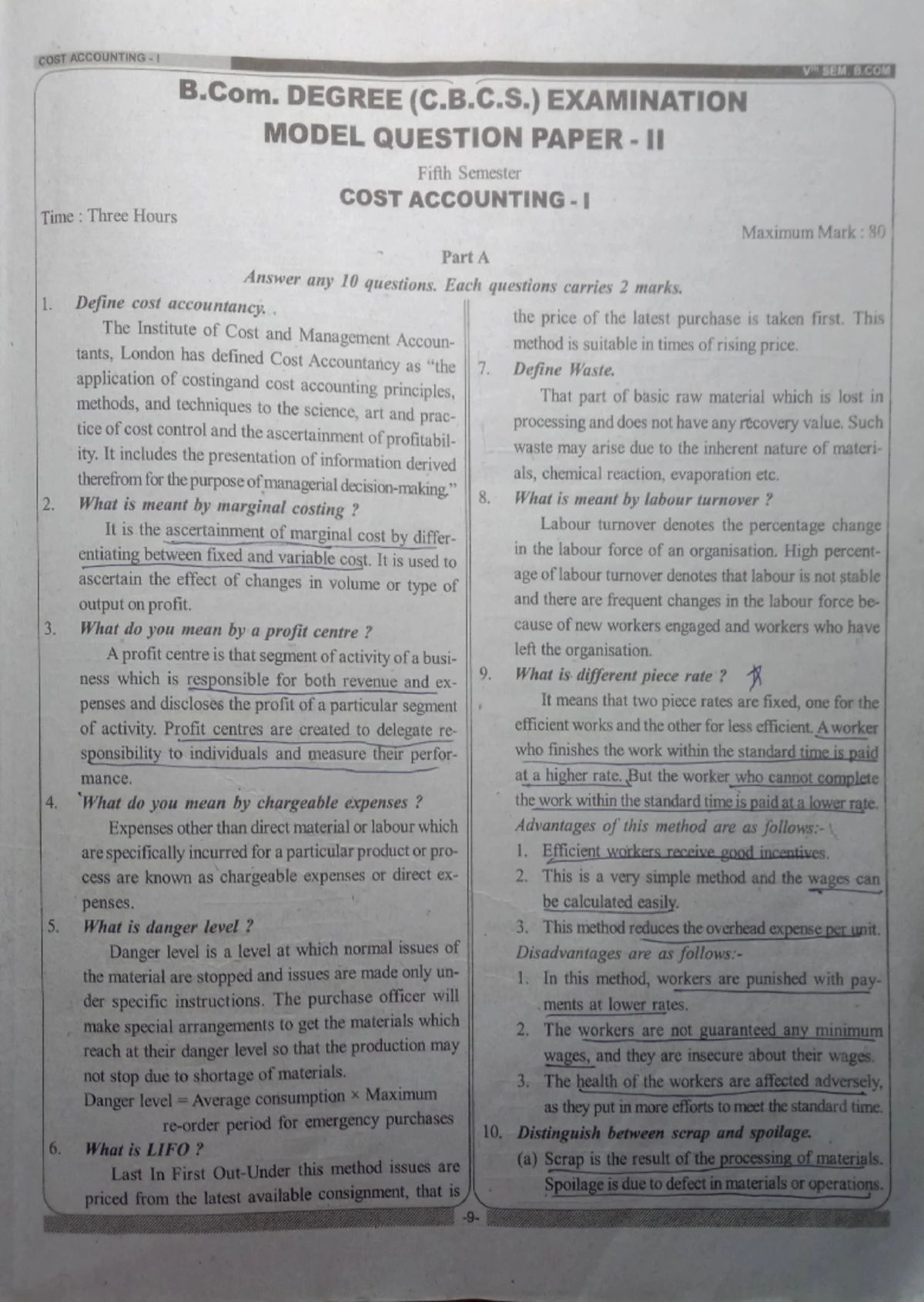 Income tax 3 - model question paper for practice and previous year question paper with answers ...