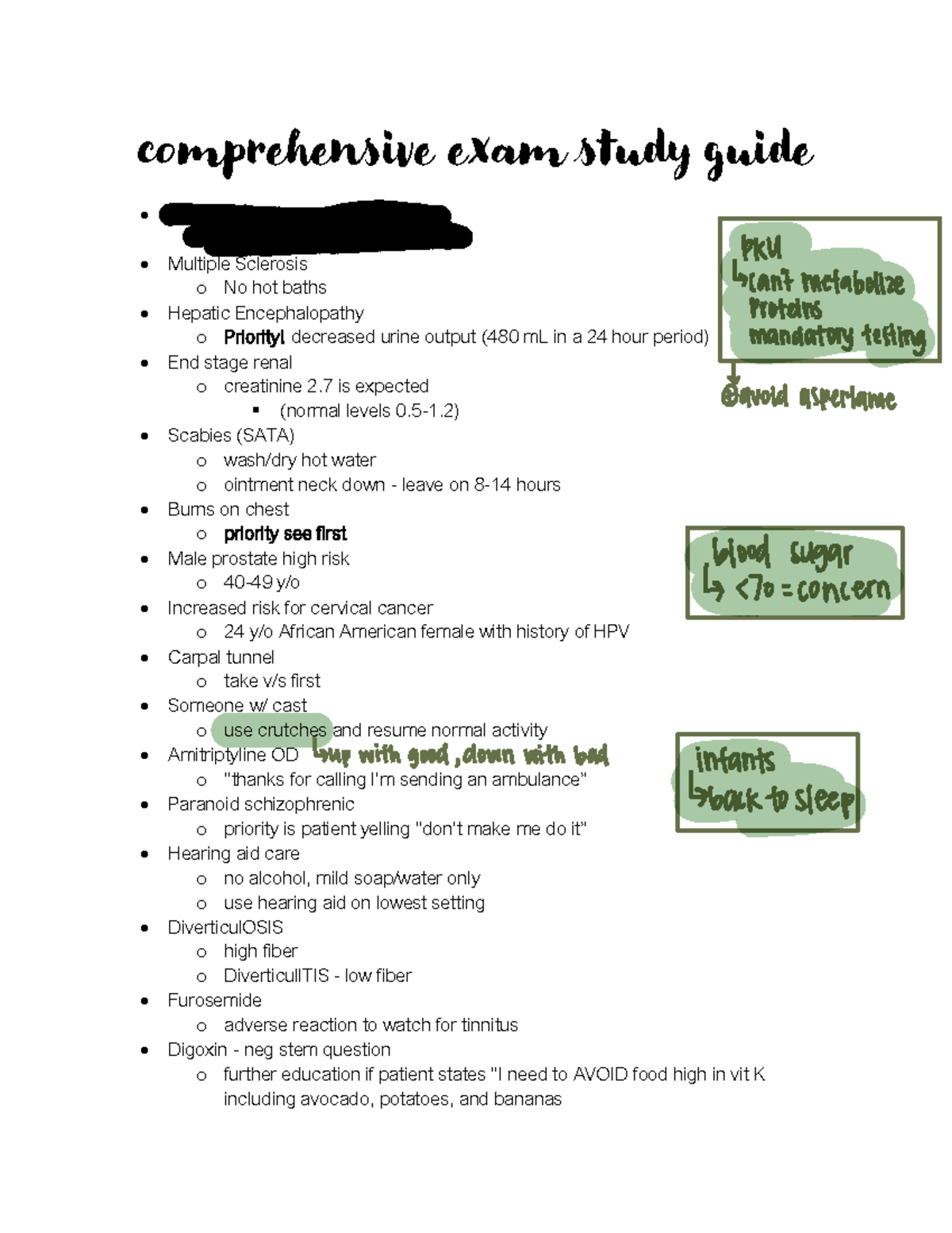 Comprehensive Exam Study Guide: Key Points and Prioritization ...