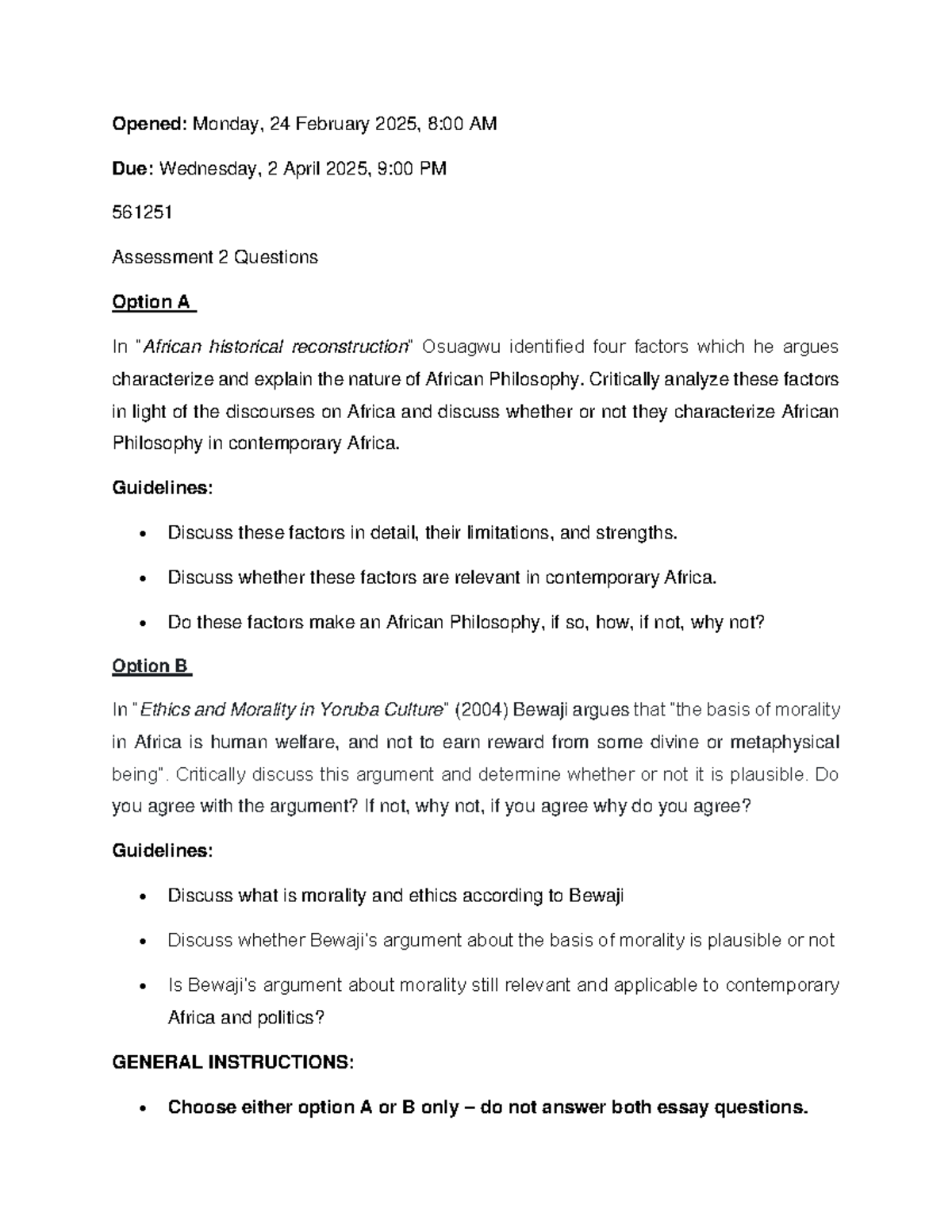 PLS1502 Essay Assignment 3: Analyze African Philosophy Factors - Studocu