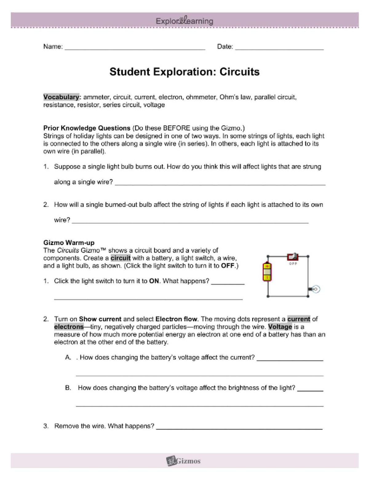 Exploring Circuits: Vocabulary & Concepts for Science 334136 - Studocu