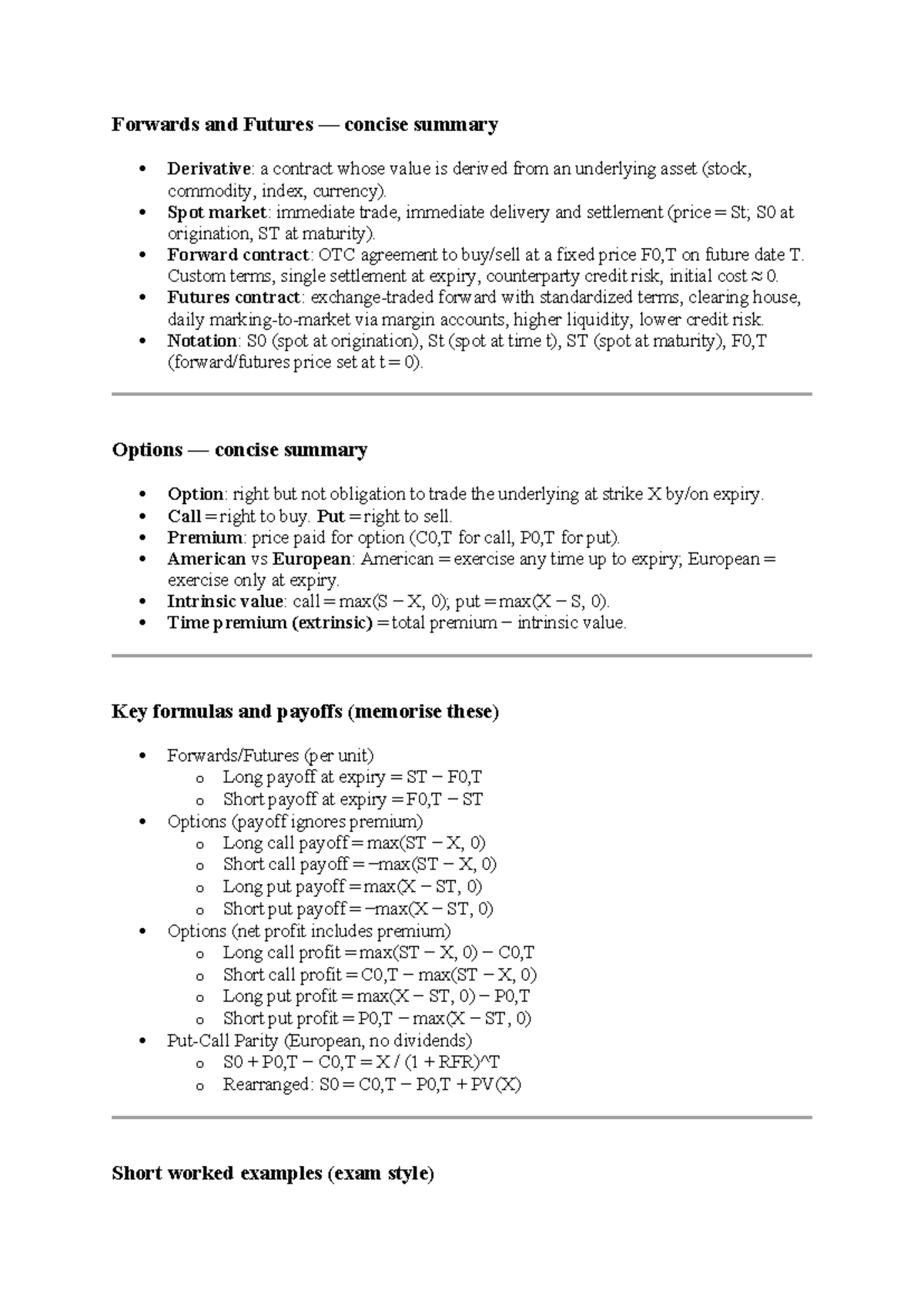 Introduction to Option Contracts Summary CH14: Forwards & Futures - Studocu