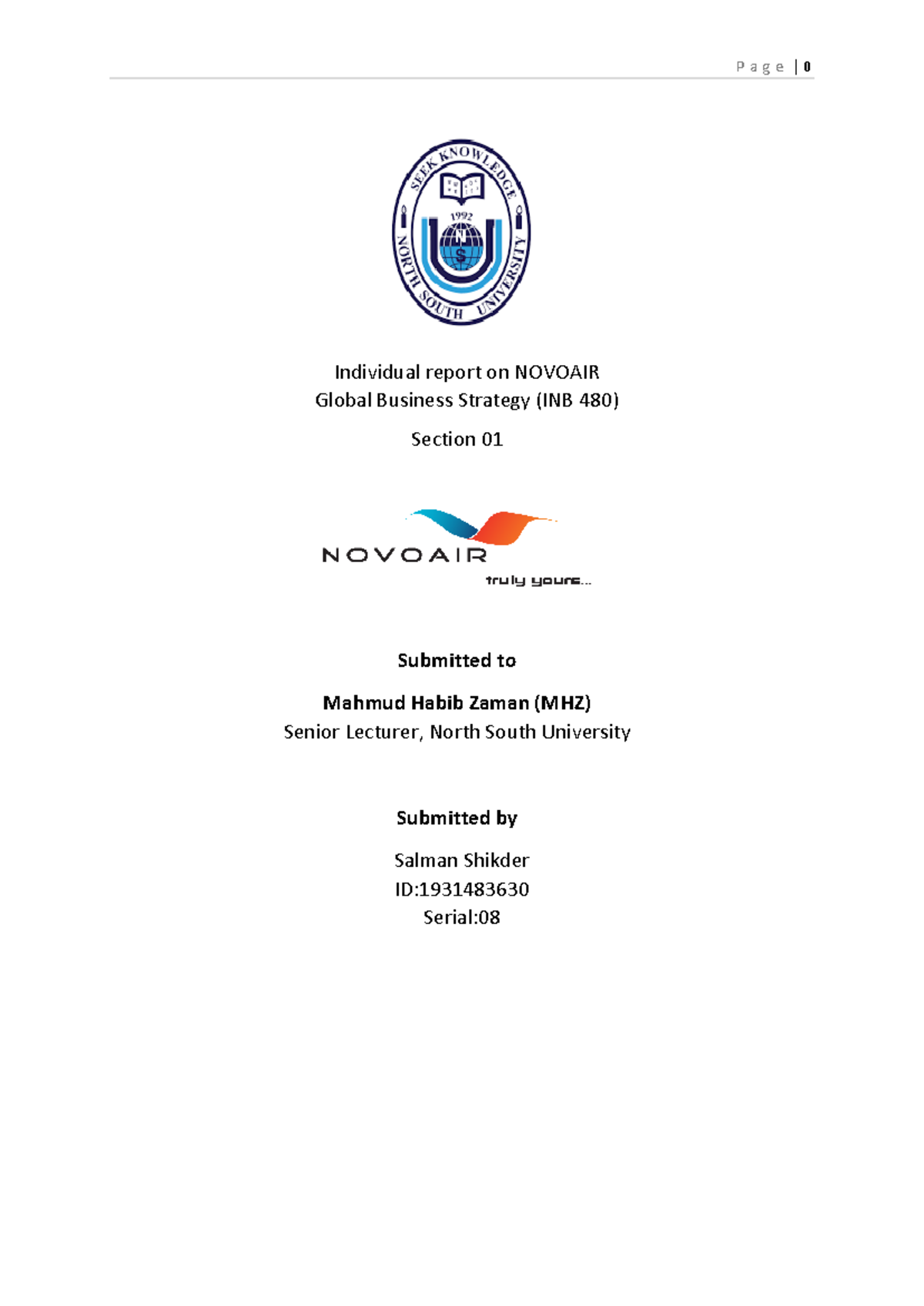 Individual report on Novoair - Individual report on NOVOAIR Global ...